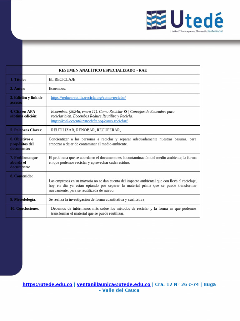 RAE Modelo (Reparado) | PDF