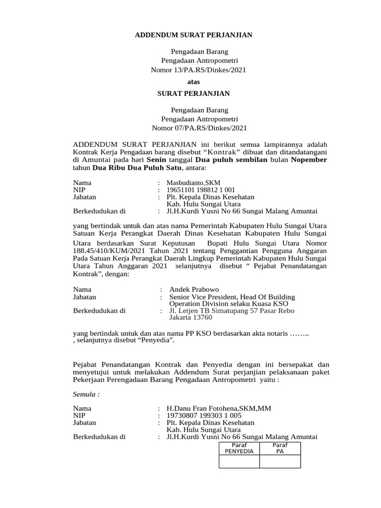 Contoh Addendum | PDF