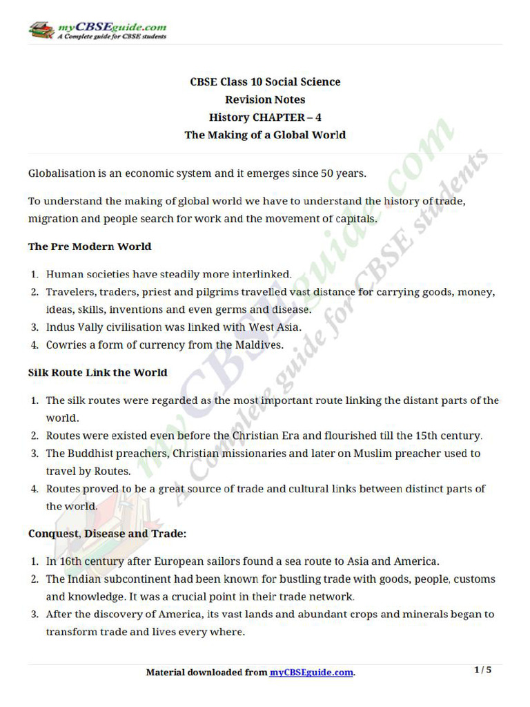 10 - Social - Science - History ch4 - Revision - Notes - ch4 | PDF