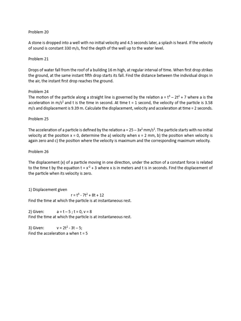 Engineering Mechanics 2 Variable Acceleration | PDF