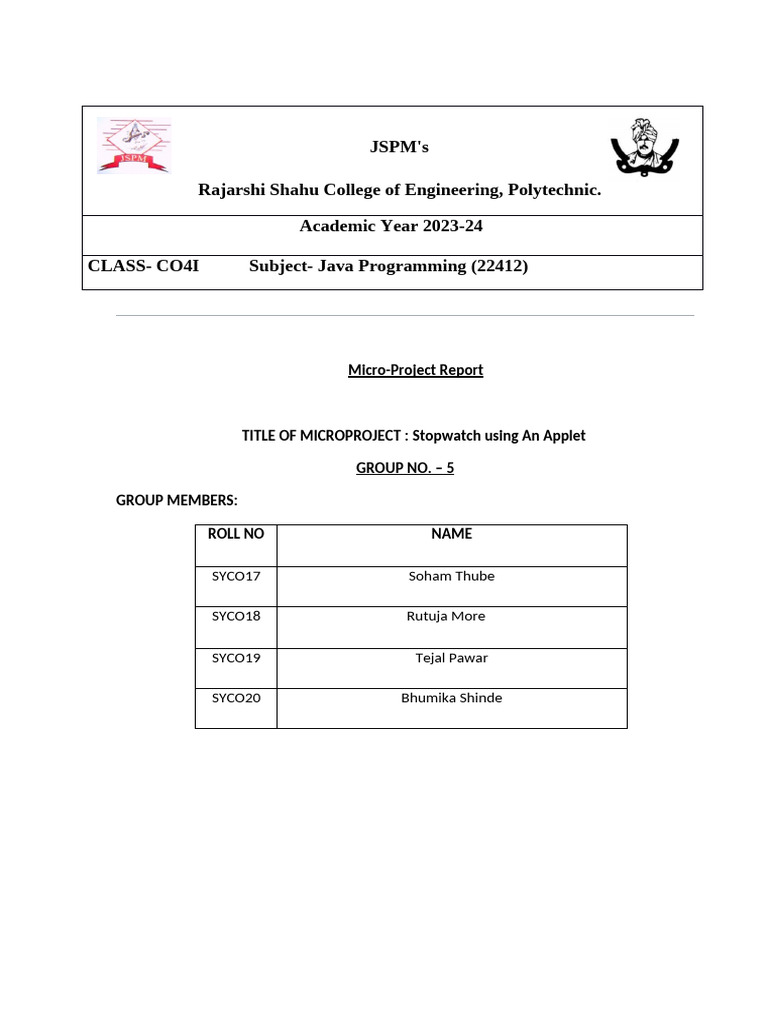 Java Microproject Report | PDF