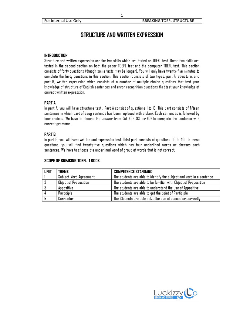 Toefl Structure 1 | PDF
