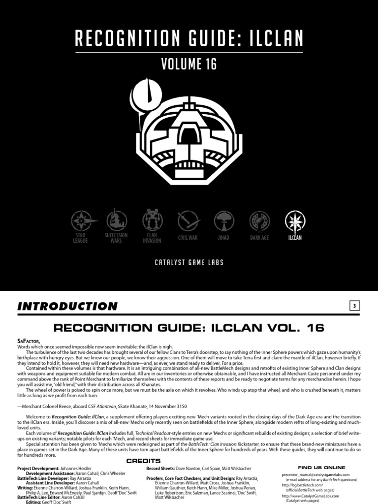 BattleTech Recognition Guide IlClan Volume 16 | PDF