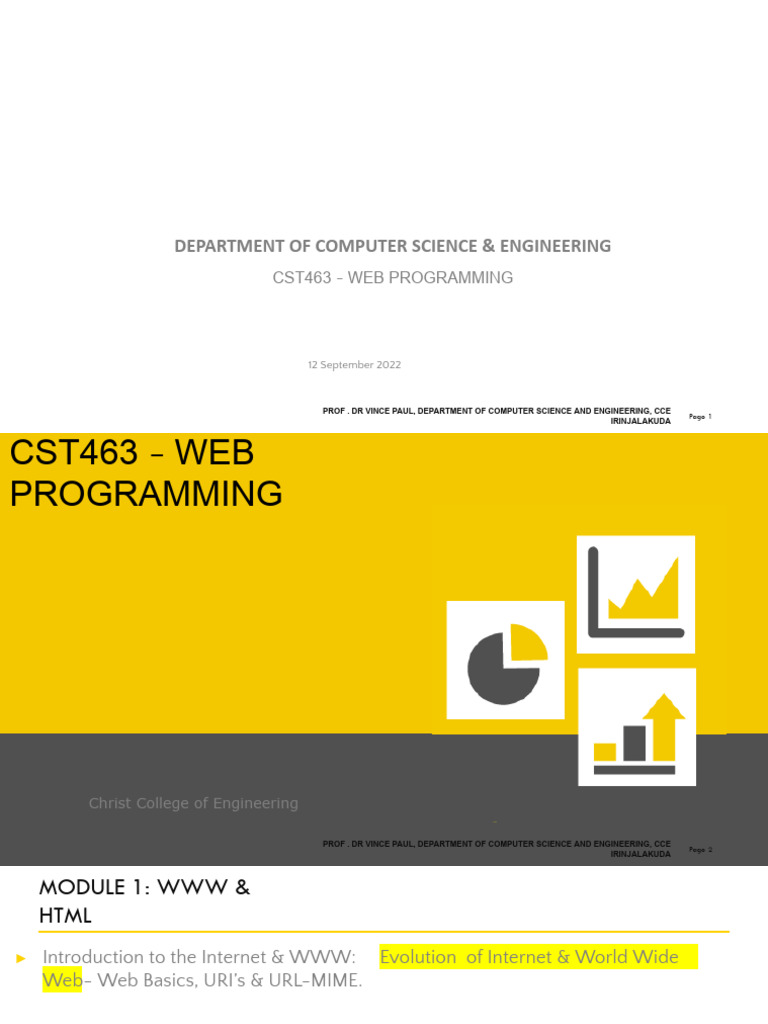 Department of Computer Science & Engineering: CST463 Web Programming ...