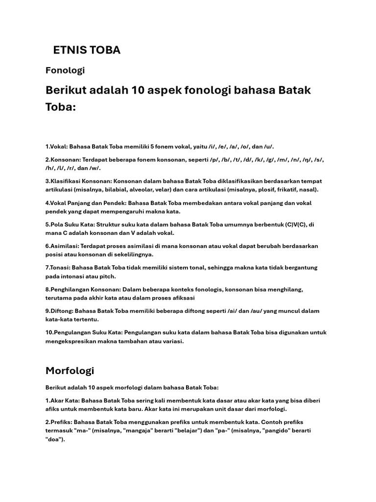 Etnis Batak Toba | PDF