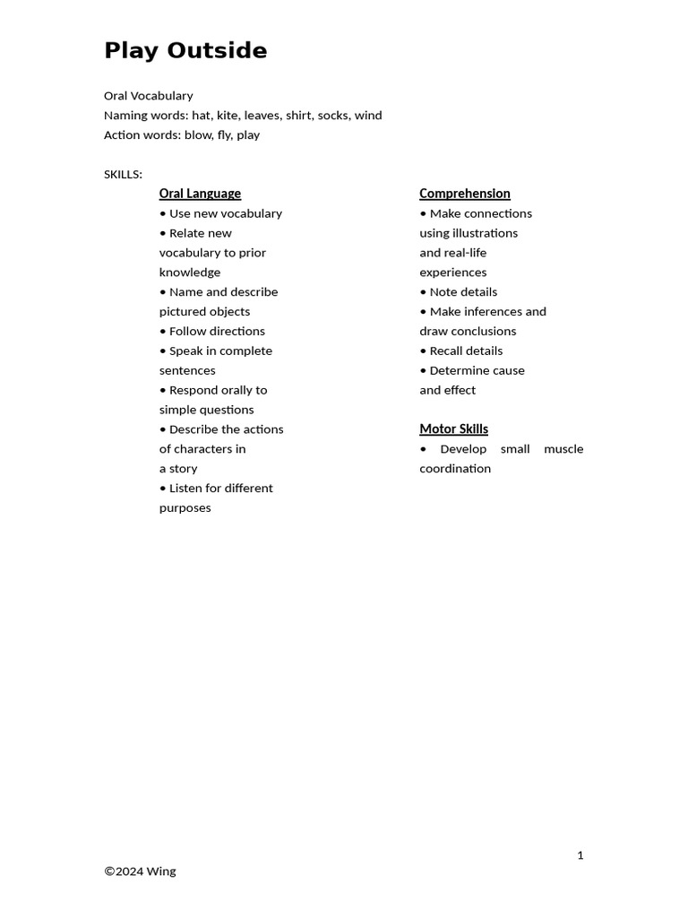 Play Outside TR | PDF