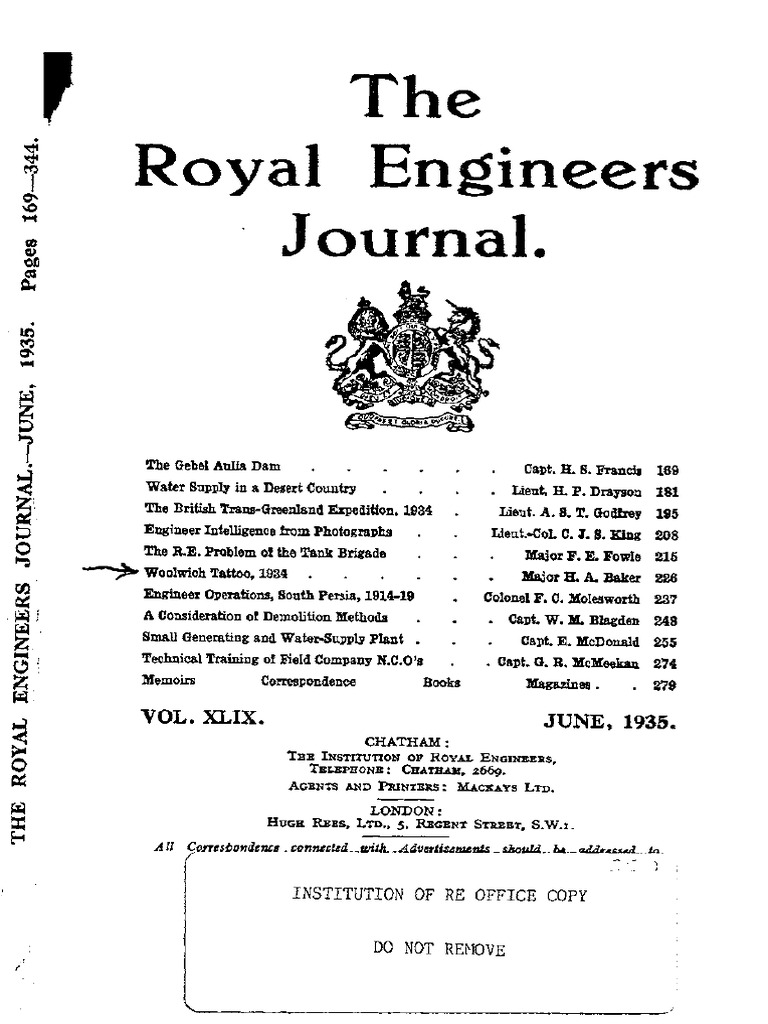 Royal Engineers Journal June 1935 | PDF | Dam | Deep Foundation