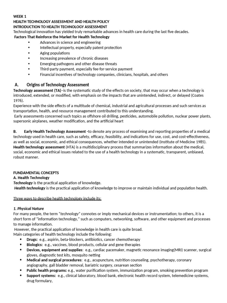 Health Technology Assessment and Health Policy STUDENT | PDF