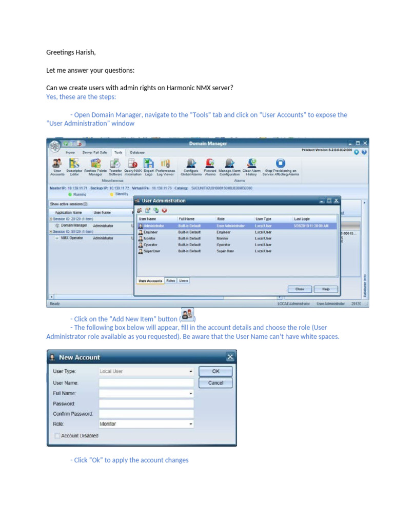 SOP To Create Login in Harmonic NMS | PDF
