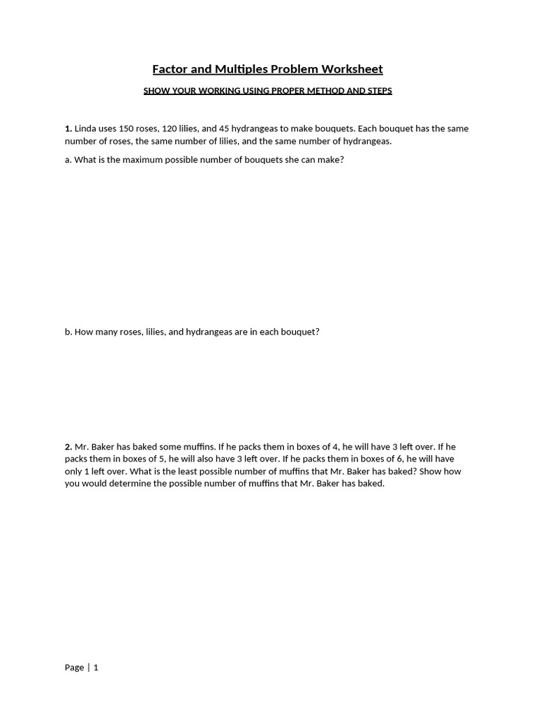 Factors and Multiples Problem | PDF