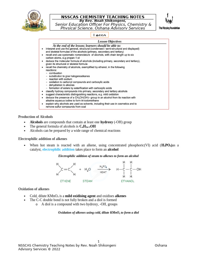 Lesson # 6 Hydroxyl Compounds | PDF | Ester | Science & Mathematics