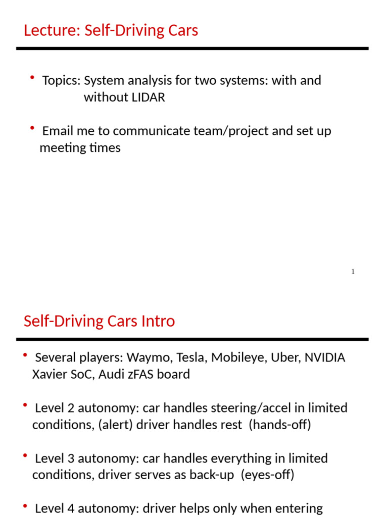 Lecture: Self-Driving Cars | PDF