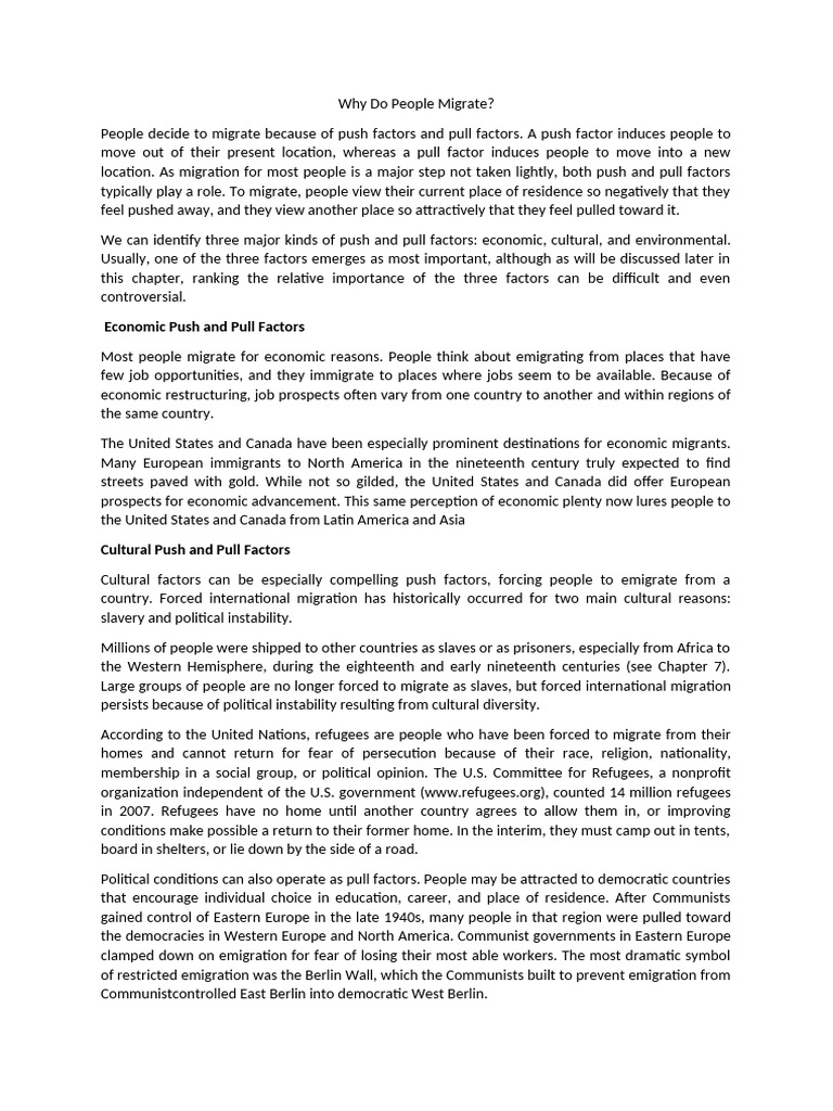 Why Do People Migrate | PDF