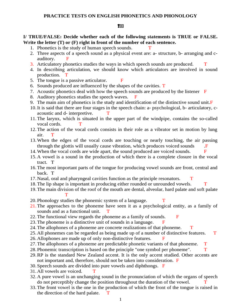 Practice Exercises On English Phonetics and Phonology 1 | PDF