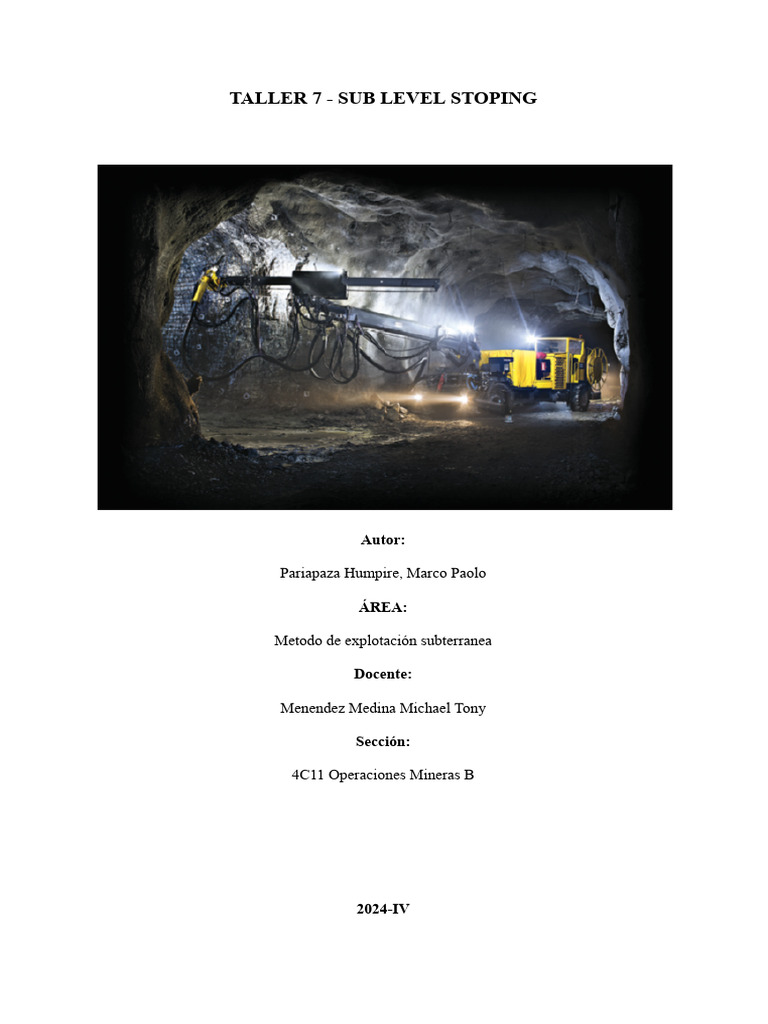 Taller 7 - Sub Level Stoping | PDF