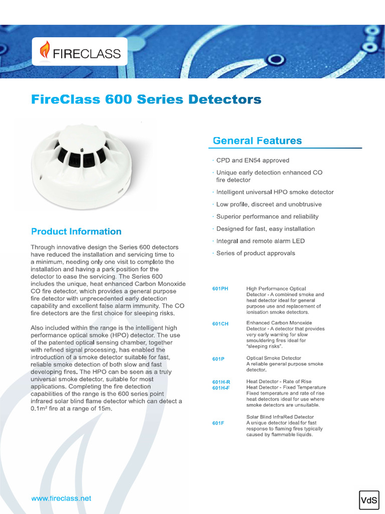 FireClass 600 Series Detectors Datasheet | PDF