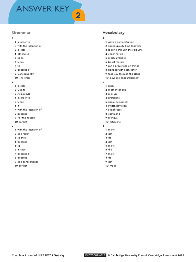 Unit Test 2 Key | PDF