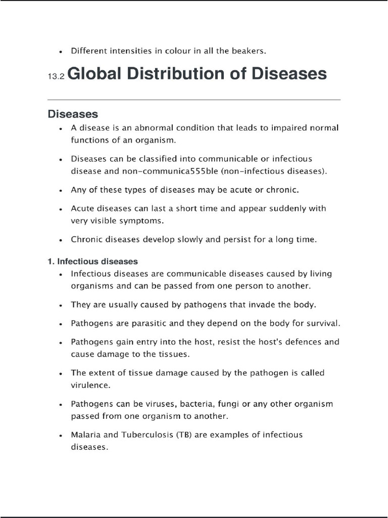 Global Distribution of Disease | PDF