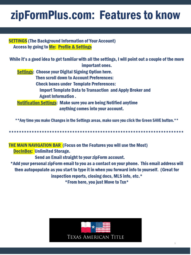 ZipForm Features To Know | PDF