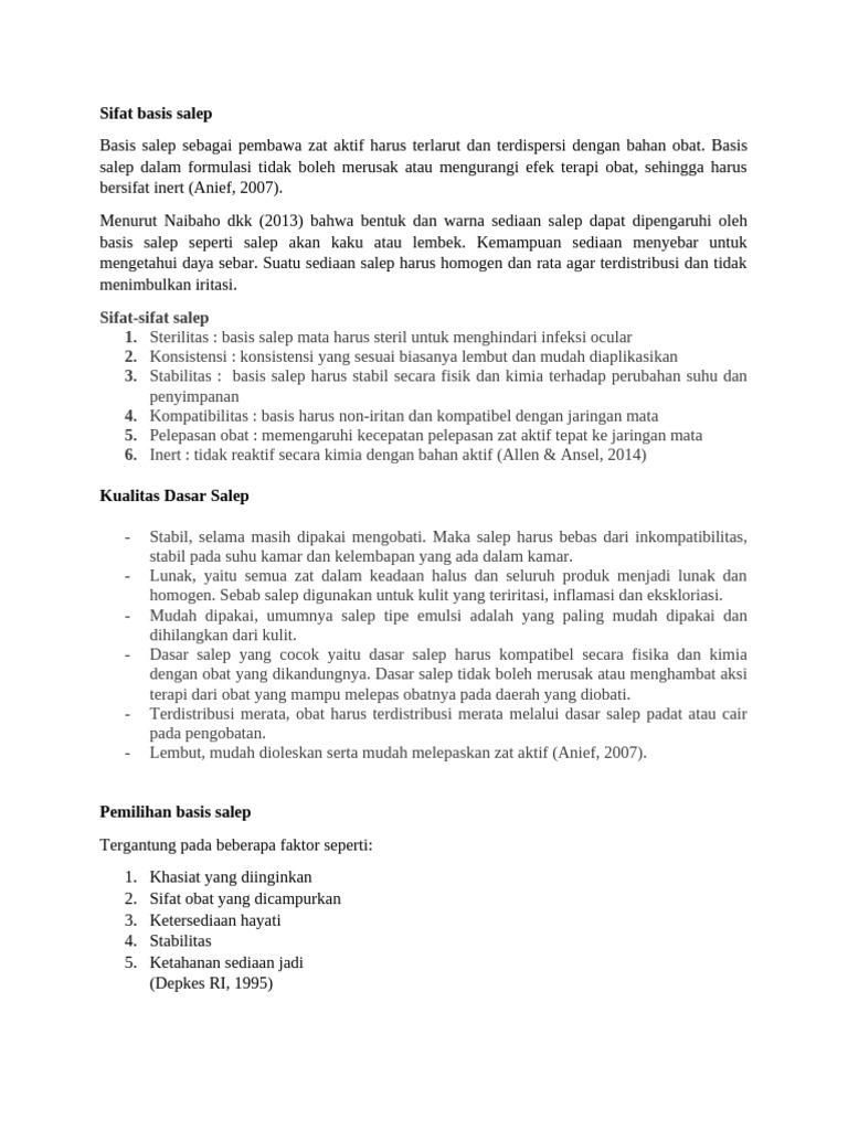 Sifat Basis Salep | PDF