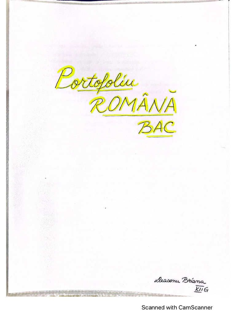 Portofoliu Bac Romana 2022 | PDF