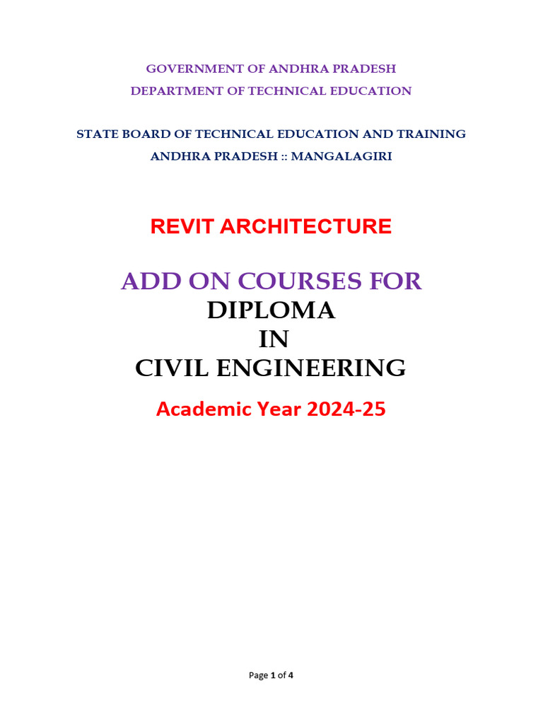 Add-On Courses Syllabus For DCE | PDF | Autodesk Revit | Room