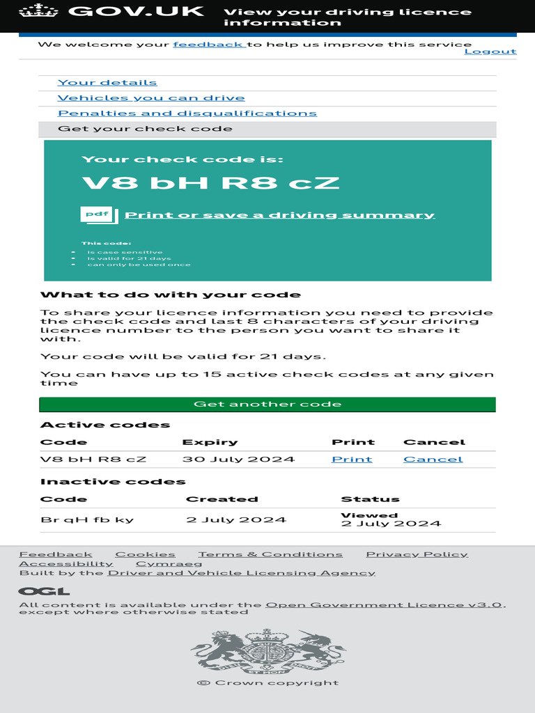 Driving Licence Check Code Instructions | PDF
