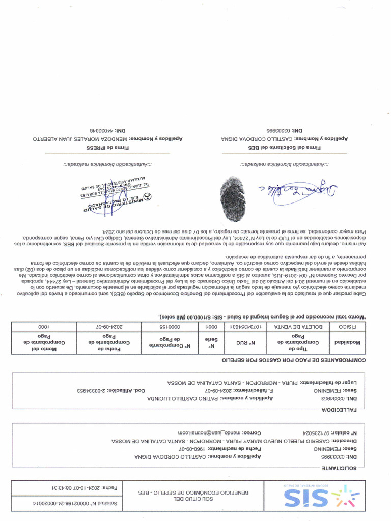 Solicitud Bes Digna Castillo Cordova-03333995 | PDF