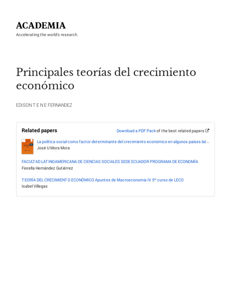 2020 Edison Fernandez Principales_teorias_del_crecimiento_economico | PDF