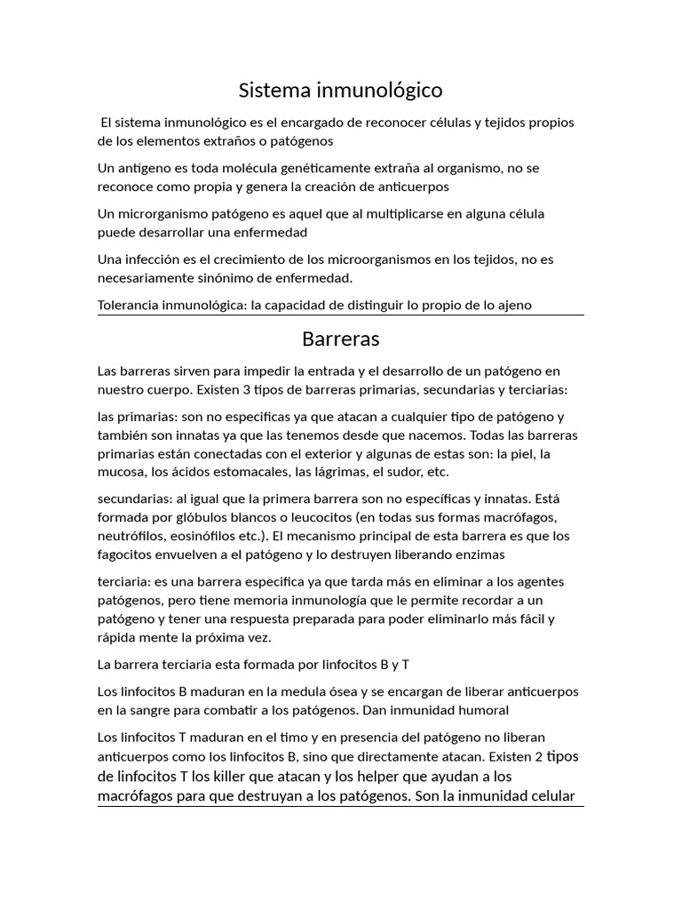 Sistema Inmunologico | PDF