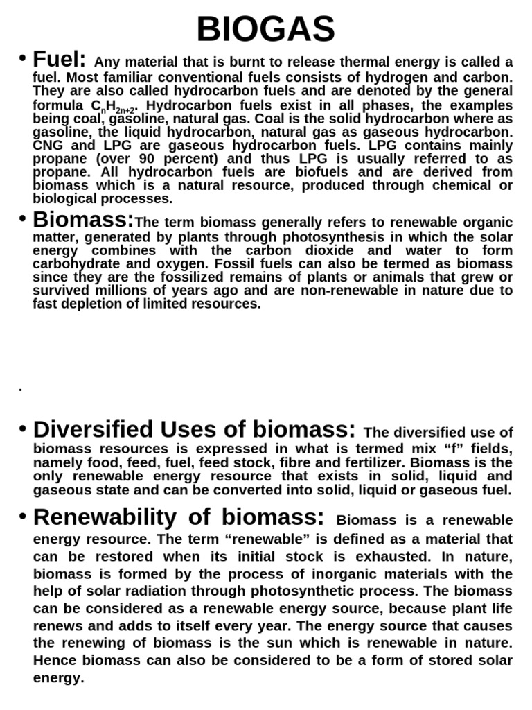 1 Biomass, Biogass | PDF