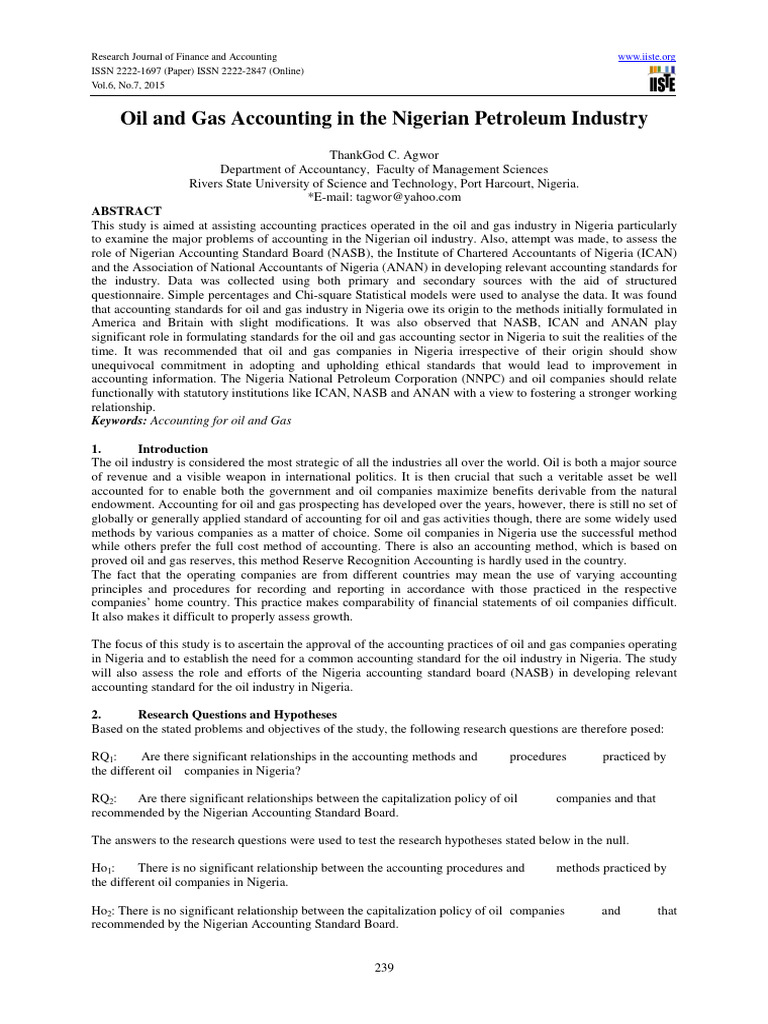 Oil and Gas Accounting in The Nigerian Petroleum Industry | PDF