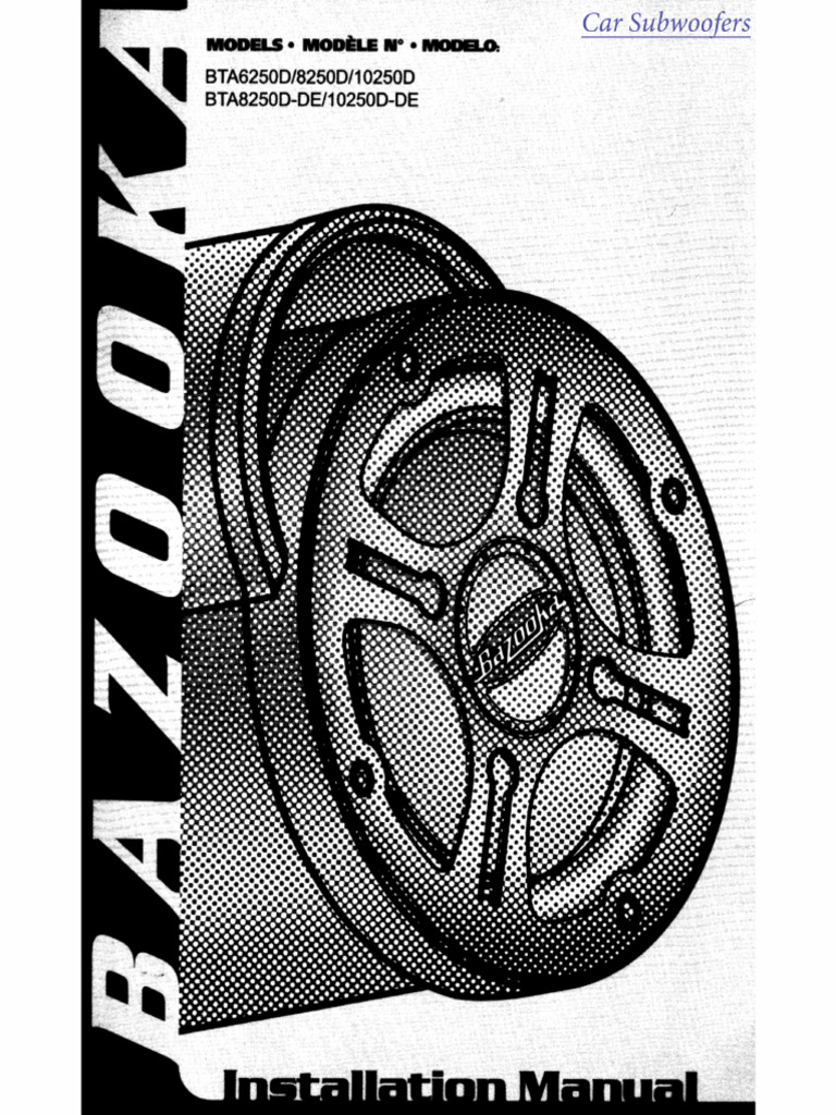 Bazooka Subwoofers Installation Manual - Bta10250d-Installation-Manual ...