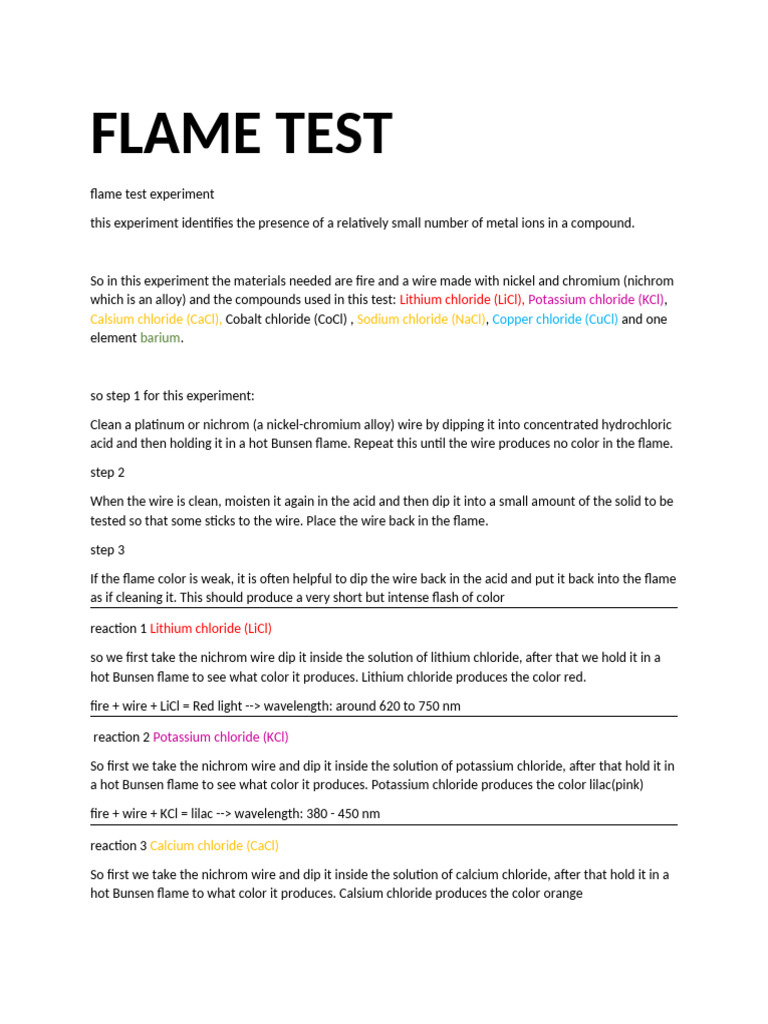 Flame Test | PDF