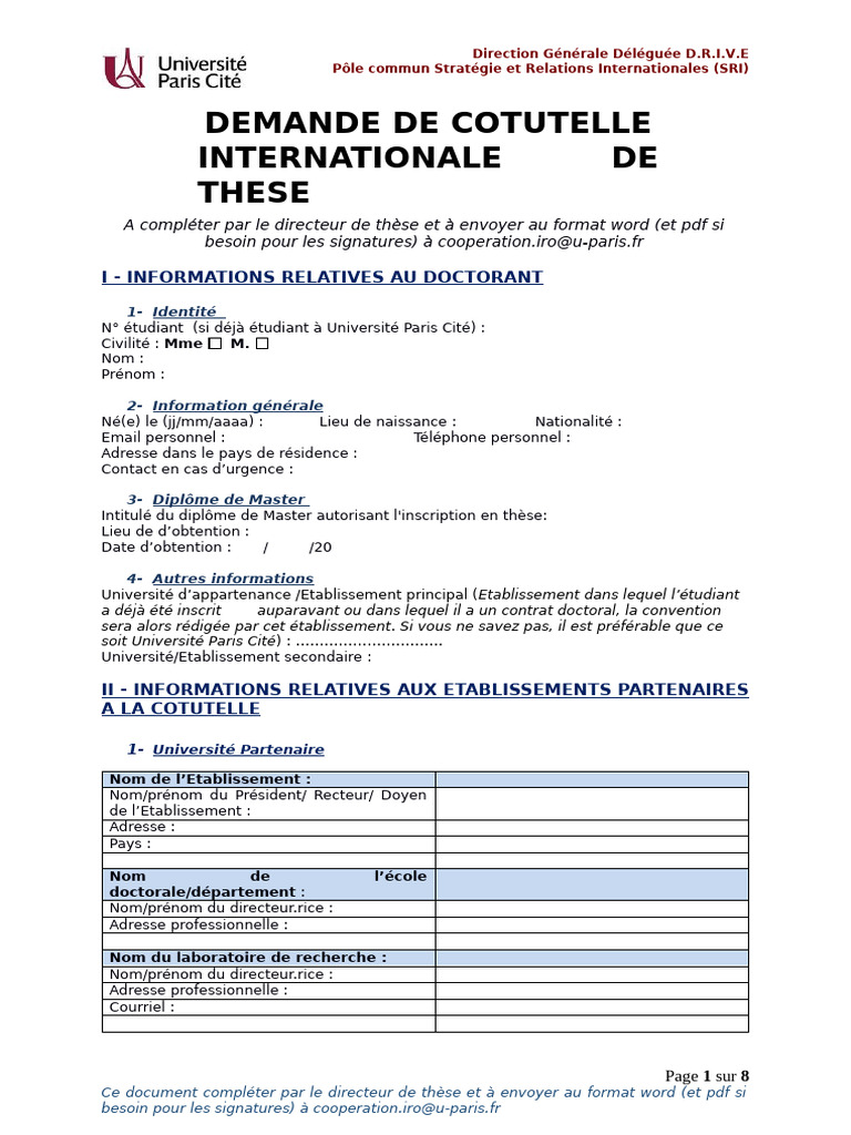 Demande de Cotutelle 131222 1 | PDF