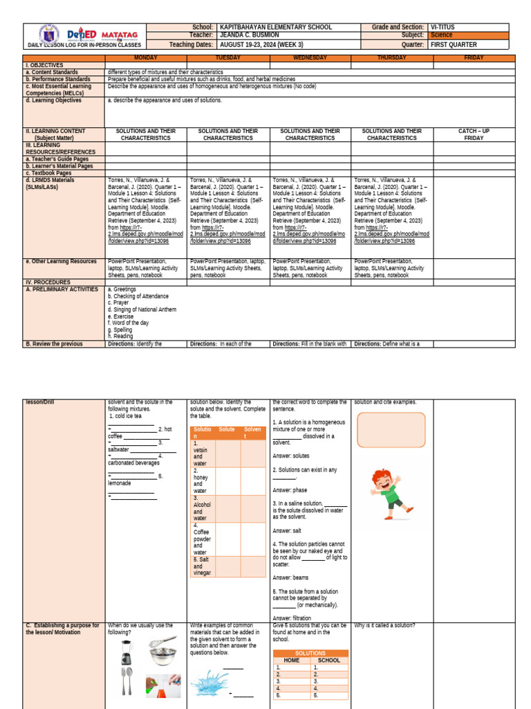 G6 Q1W3 DLL SCIENCE (MELCs) | PDF