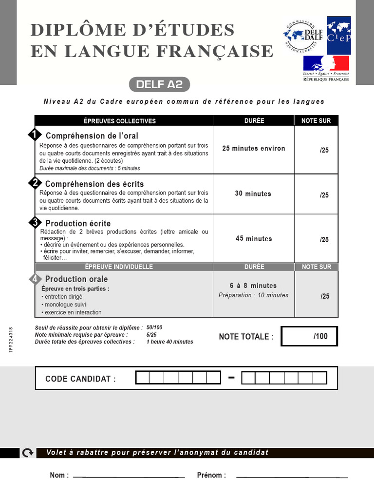 A2 Exemple Épreuve | PDF