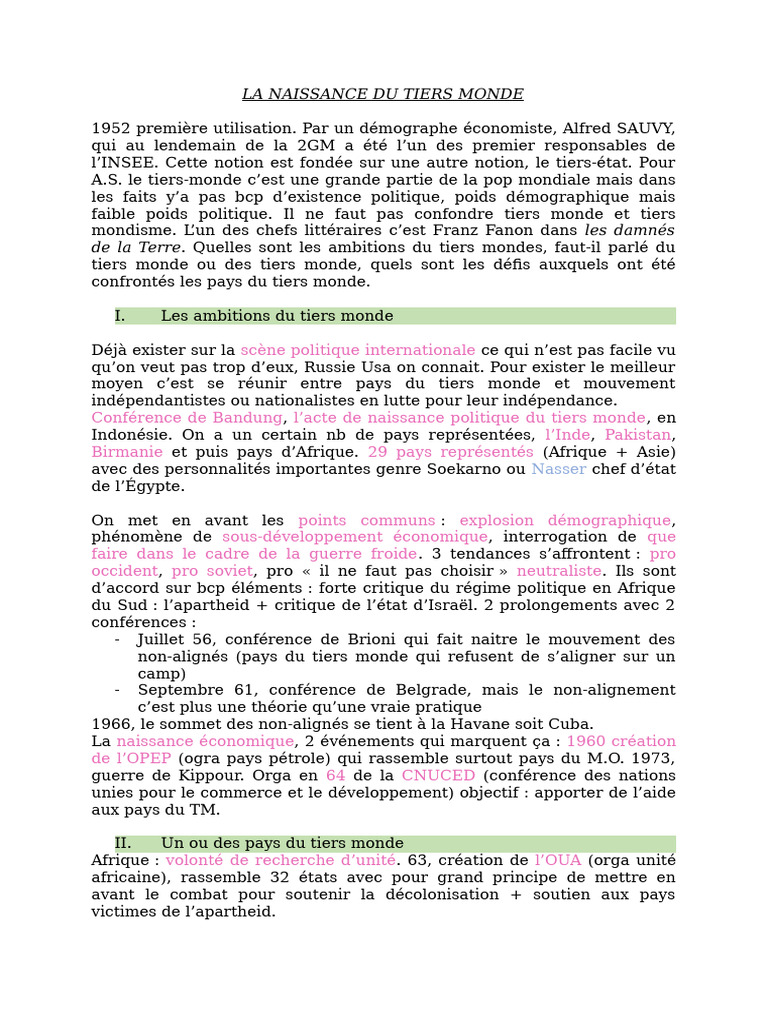 CM2 - La Naissance Du Tiers Monde | PDF