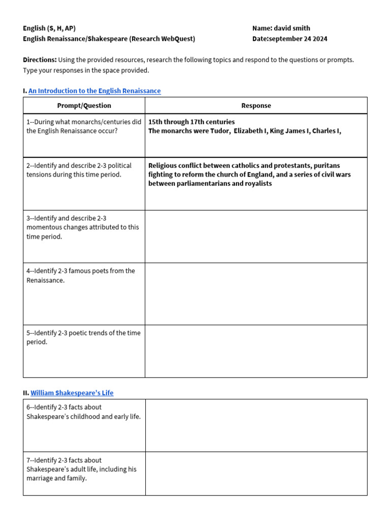 David Smith - MACBETH - Renaissance - Shakespeare WebQuest (Macbeth ...