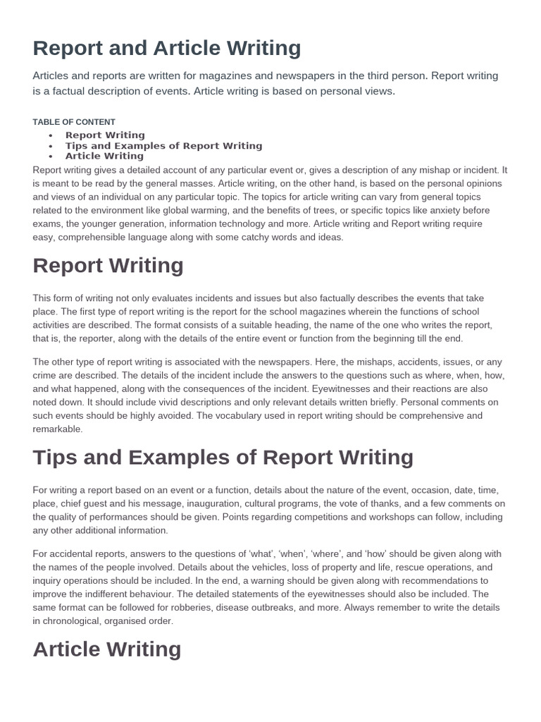 Report and Article Writing | PDF | Human Communication | Cognition