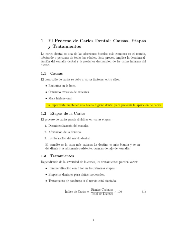 El Proceso de Caries Dental Causas Etapas y Tratamientos | PDF