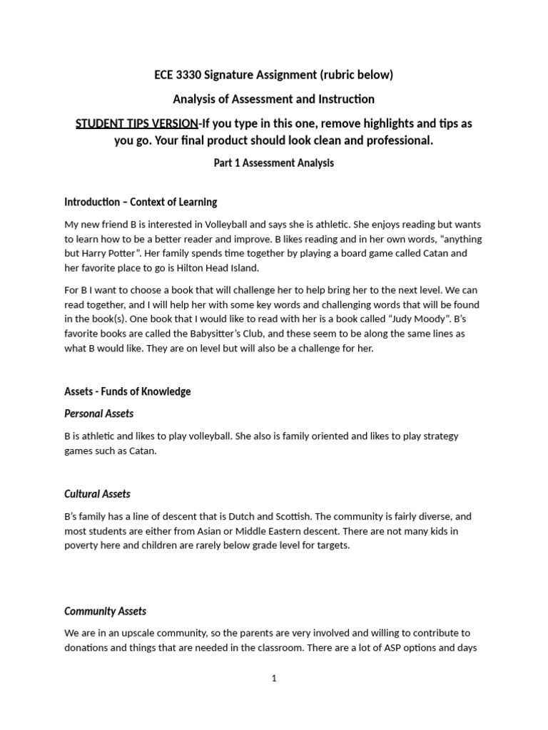 3330 Signature Assignment Color Coded for Students | PDF