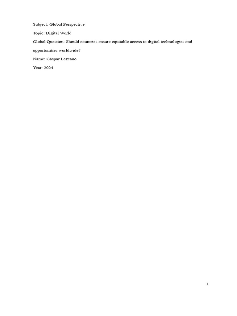 Final Writing Global Perspective | PDF | Internet | Literacy