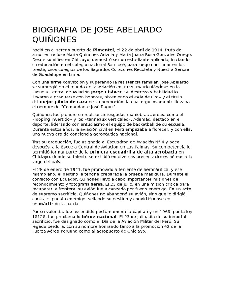 Biografia de Jose Abelardo Quiñones | PDF