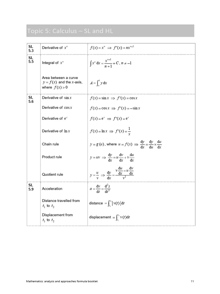 Calculus formula | PDF