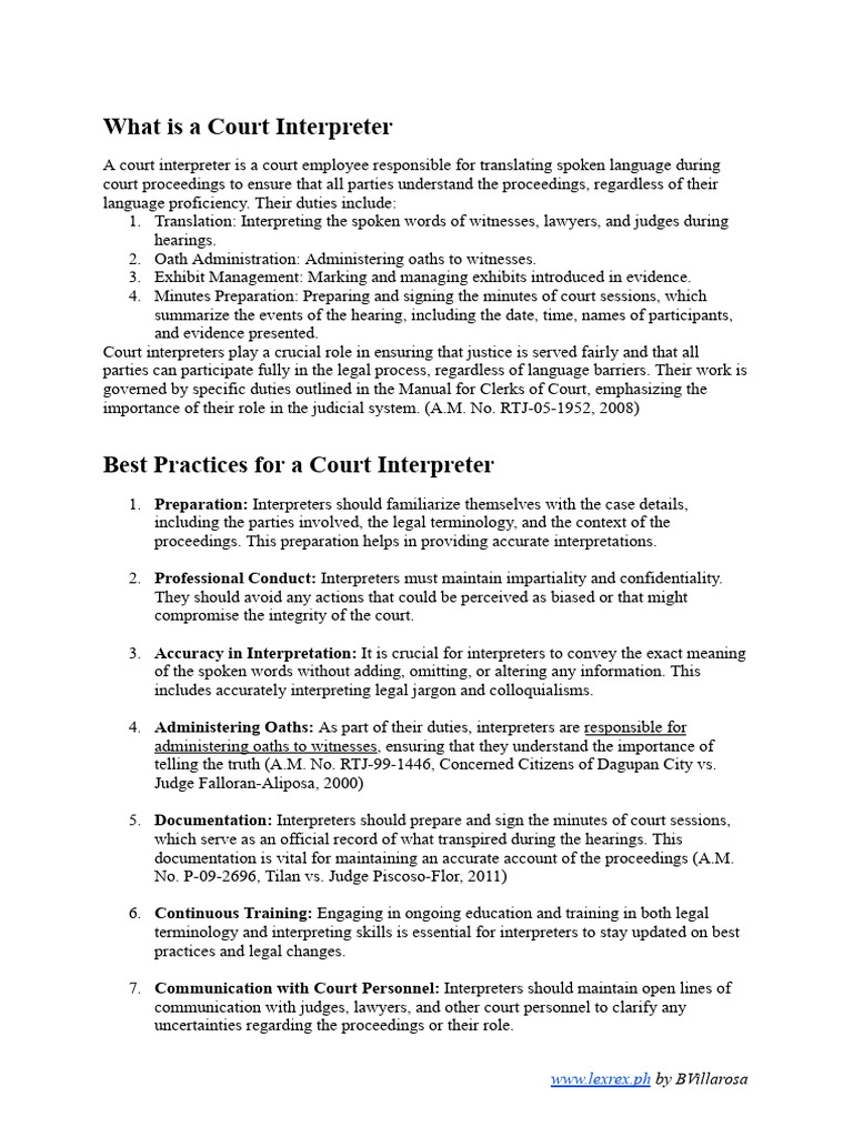 Role and Duties of Court Interpreters | PDF | Language Interpretation ...