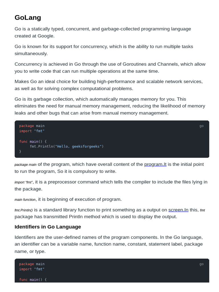 Go Language | PDF