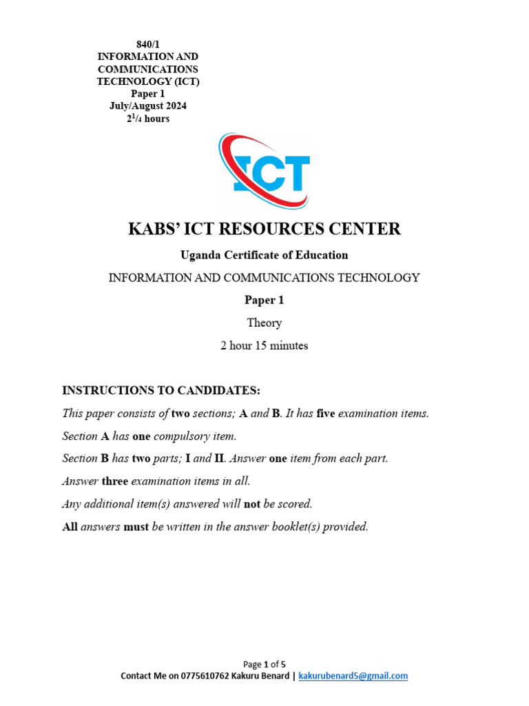 Kabs' Ict Resources Center: Uganda Certificate of Education | PDF