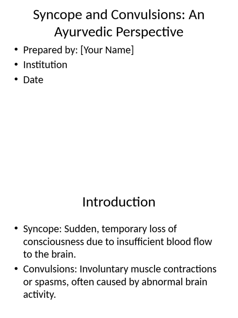 Syncope Convulsions Ayurvedic Perspective | PDF | Ayurveda | Human ...