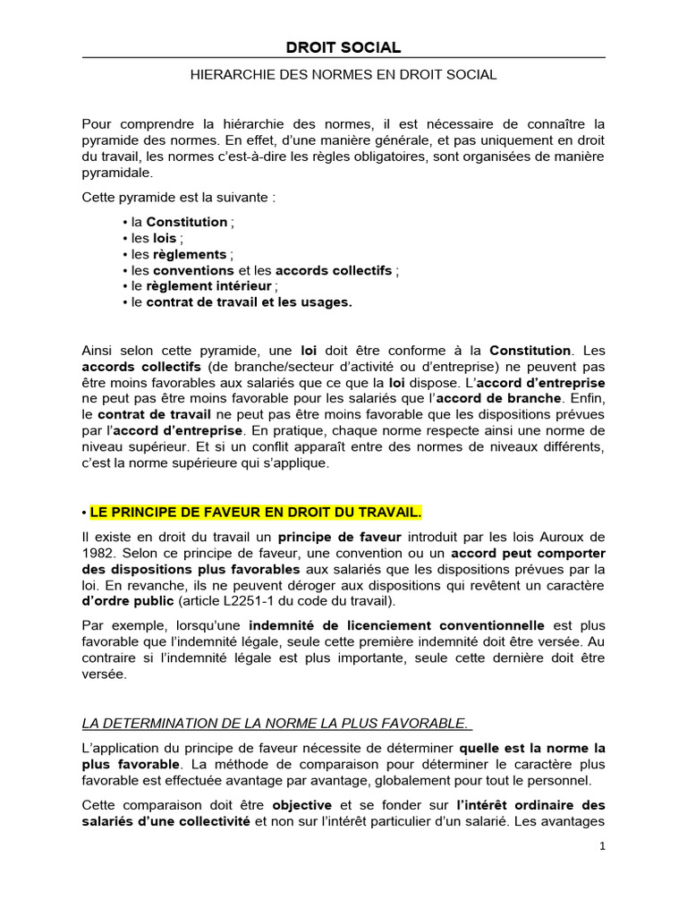 DROIT SOCIAL - Hiérarchie Des Normes734 | PDF